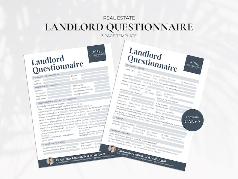 Real Estate Landlord Questionnaire, Landlord Forms, Rental ...