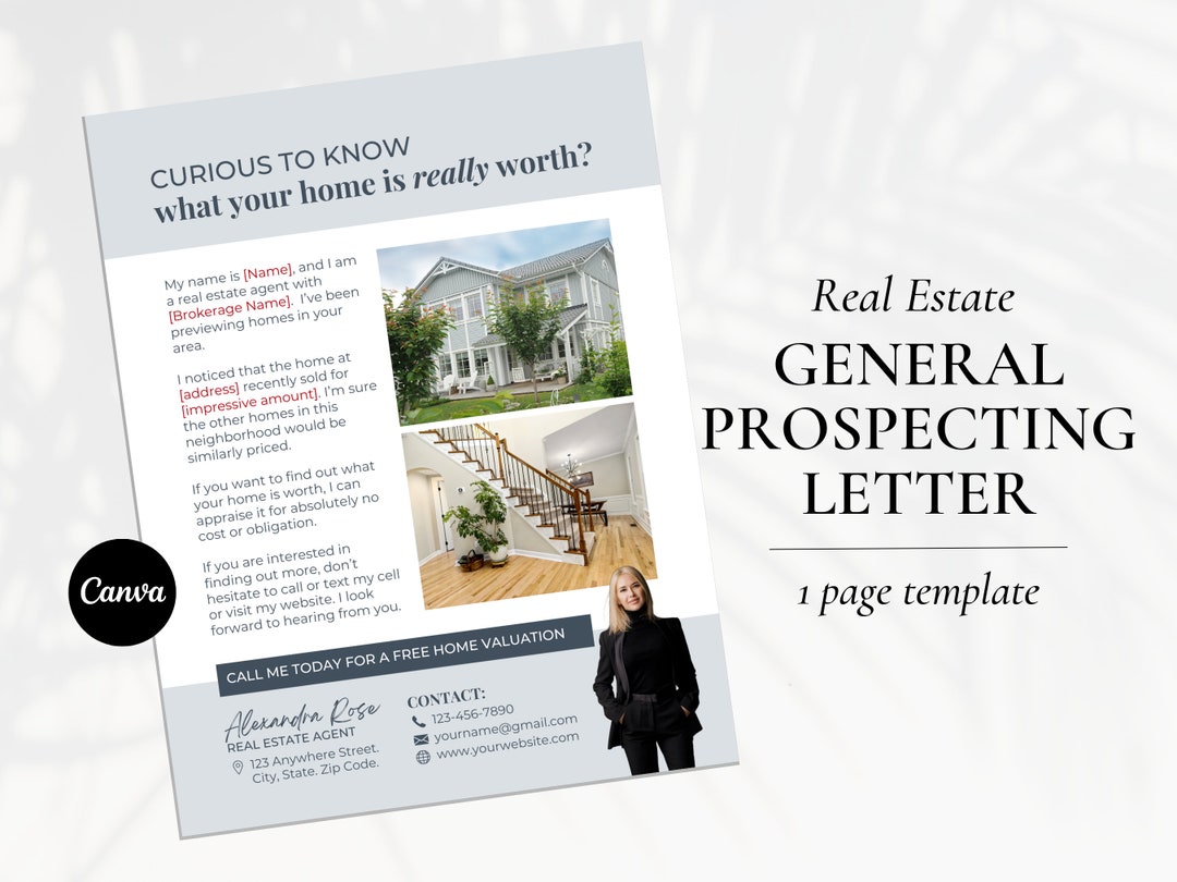 Real Estate Prospecting Letter, Real Estate Letter Template Canva ...