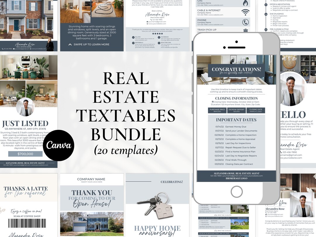 Digital Business Card Bundle, Real Estate Text Message, Textable Real ...