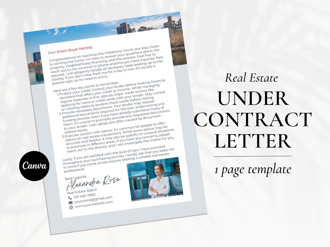 Under Contract Letter for Buyers Home Buying Letter Real - Etsy