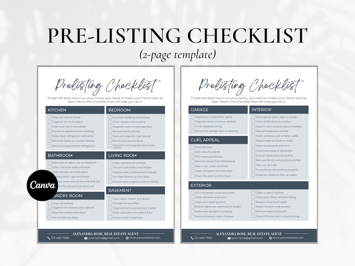 Real Estate Pre-listing Checklist, Home Selling Guide, Home Seller ...