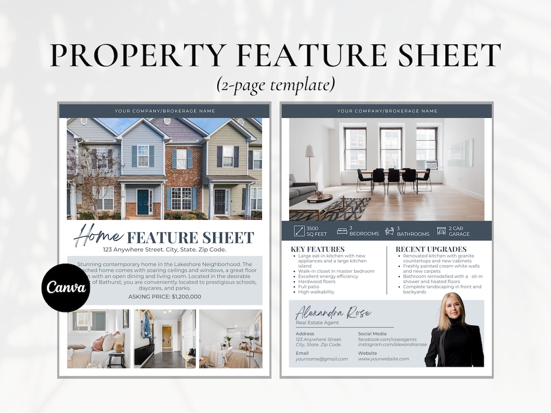 Real Estate Feature Sheet, Open House Flyer, Home Feature Sheet ...