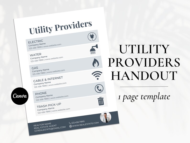 Real Estate Utility Providers Flyer, Real Estate Utility Information ...