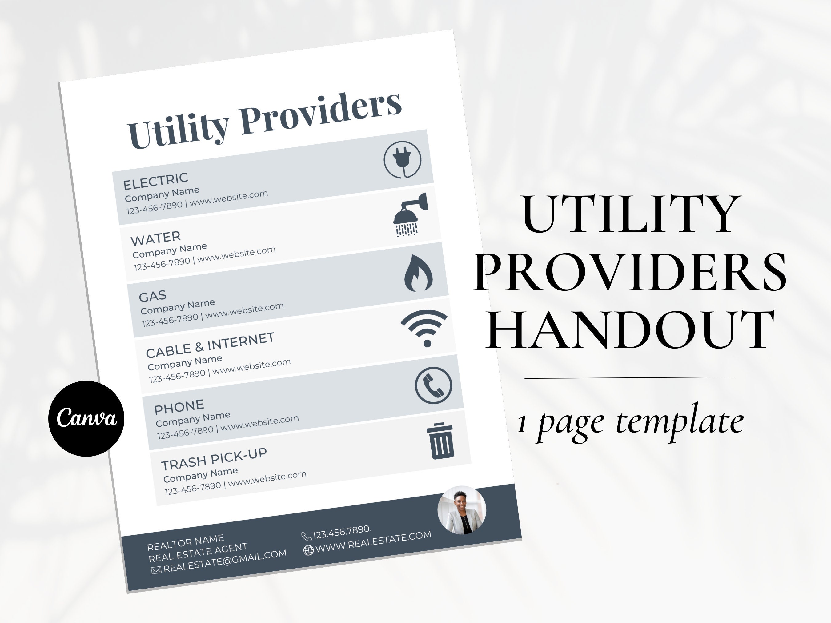 Real Estate Utility Providers Flyer, Real Estate Utility Information ...