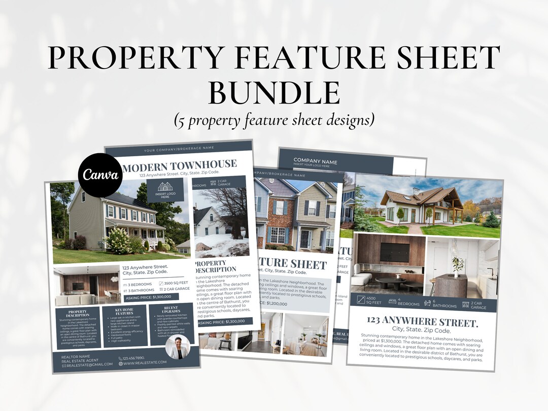 Real Estate Property Feature Sheet Bundle Realty Feature - Etsy
