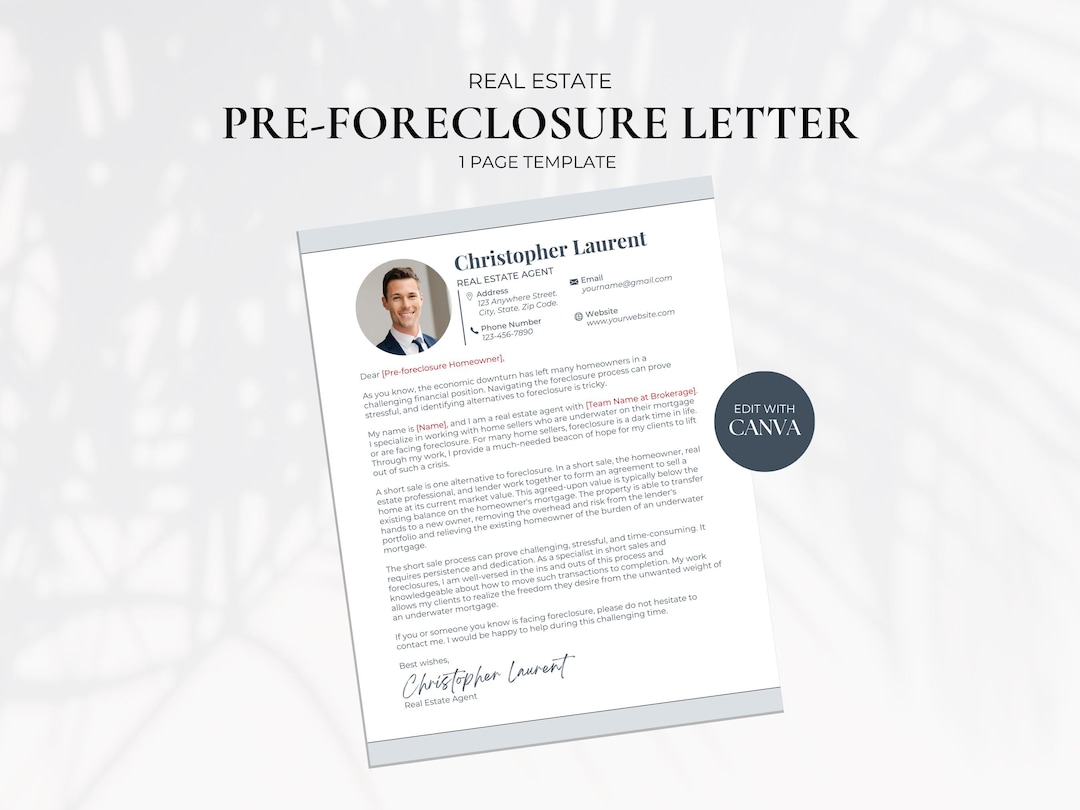 Real Estate Pre-foreclosure Letter, Foreclosure Prospecting Letter ...