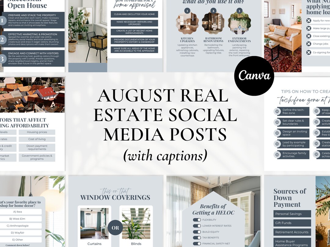 August Real Estate Social Media Posts August Instagram Posts - Etsy