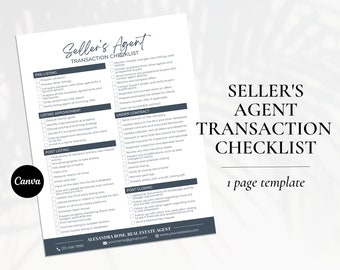 Luxury Seller's Agent Transaction Checklist, Real Estate Transaction ...