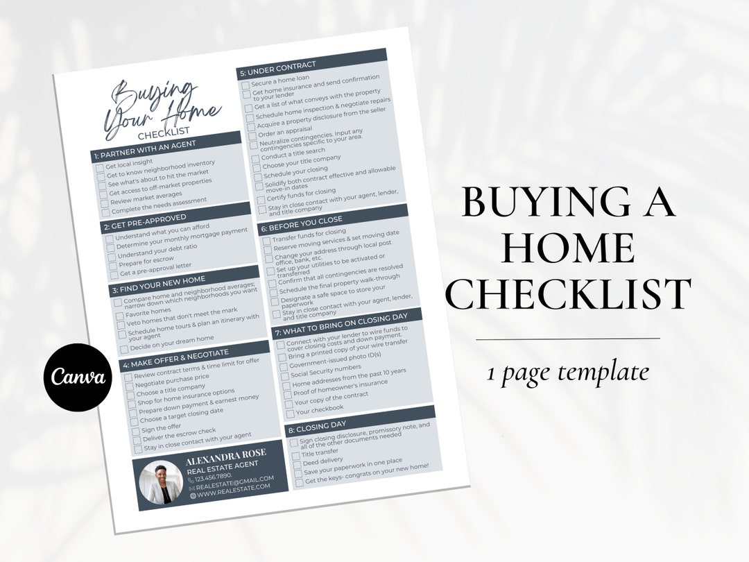 Buying a House Checklist, First-time Home Buyer Checklist Template ...