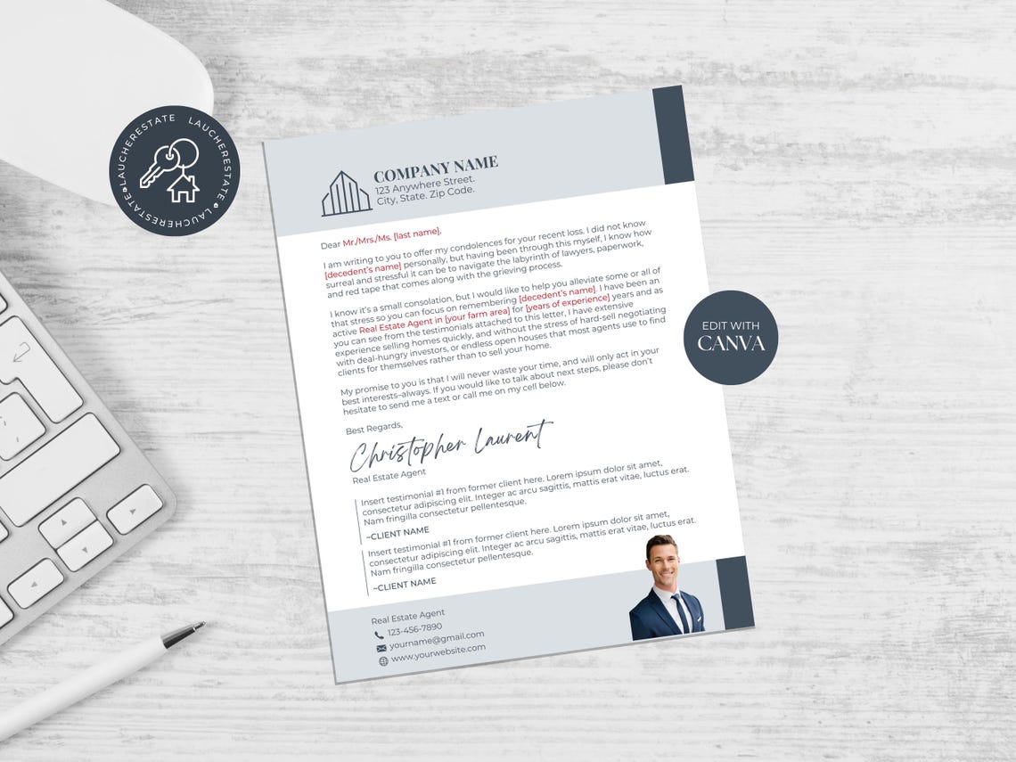Real Estate Probate Letter Template, Realtor Prospecting Letter, Real ...