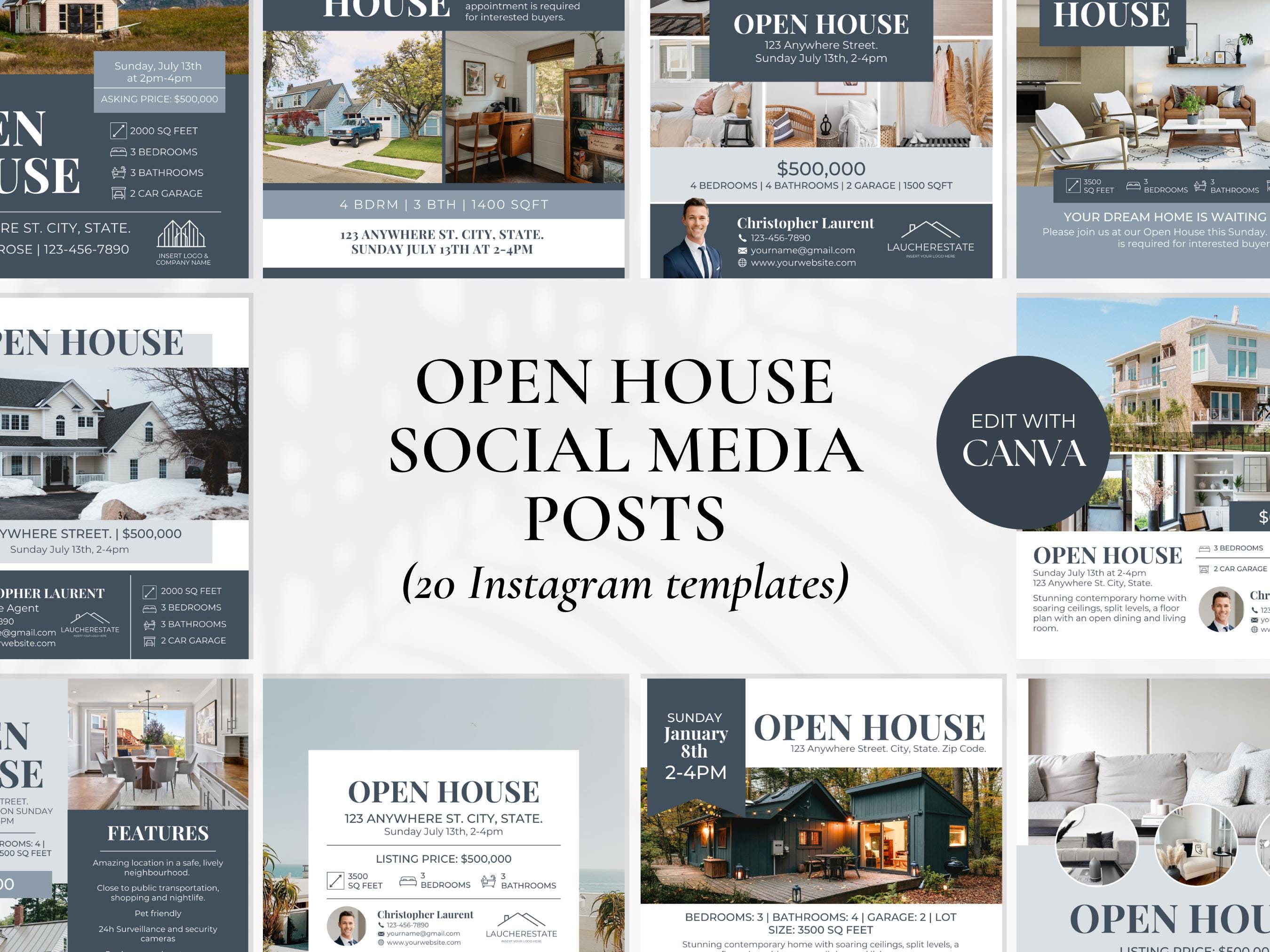20 Open House Instagram Posts, Open House Social Media Posts, Realtor ...