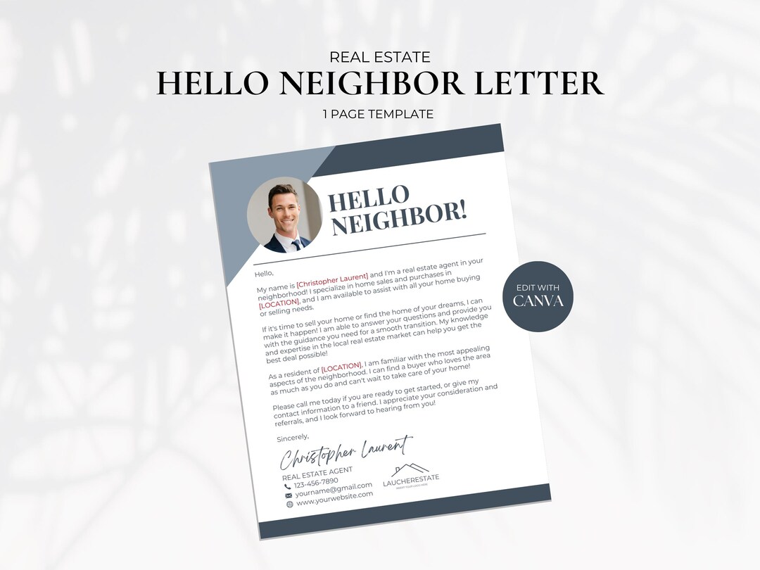 Realtor Hello Neighbour Letter, Realtor Farming Letter, Real Estate ...