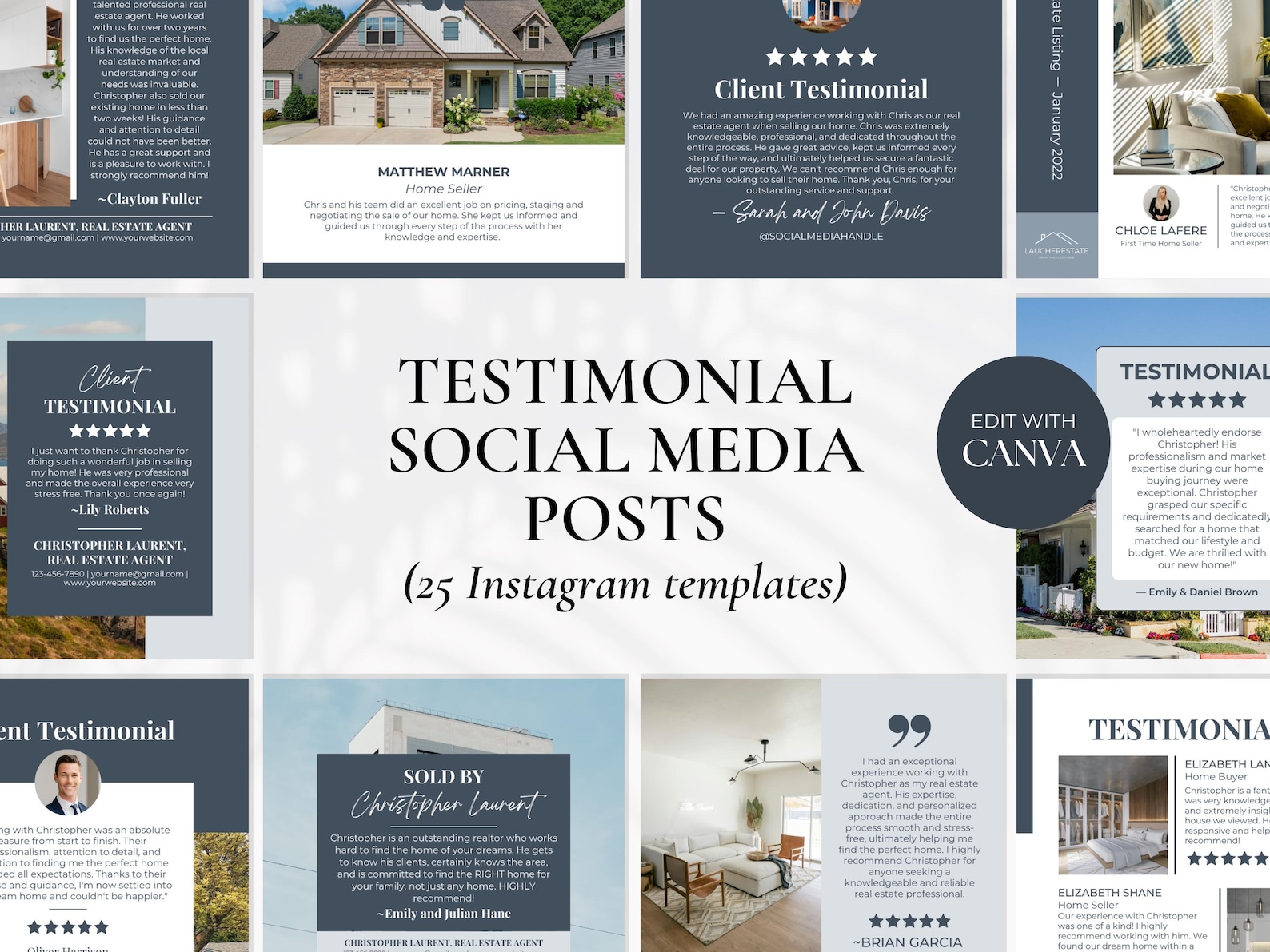 Client Testimonial Instagram Posts, Realtor Testimony Post Template ...
