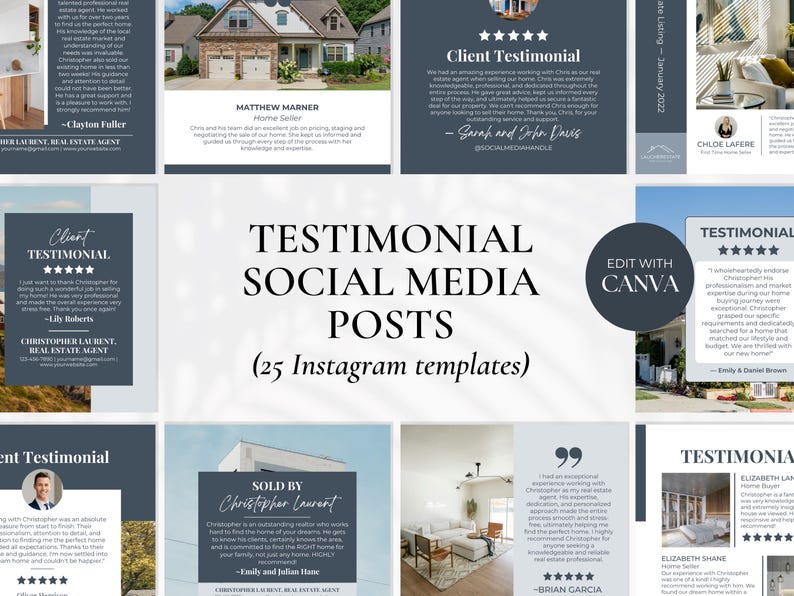 Client Testimonial Instagram Posts, Realtor Testimony Post Template ...