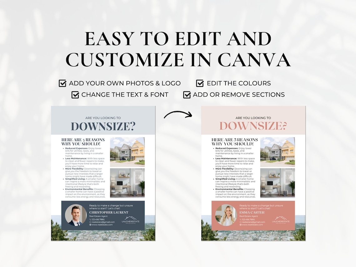 Real Estate Downsizing Flyers, Senior Downsizing Letter, Real Estate ...