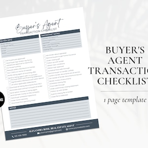 Buyer's Agent Transaction Checklist Real Estate Buyer - Etsy