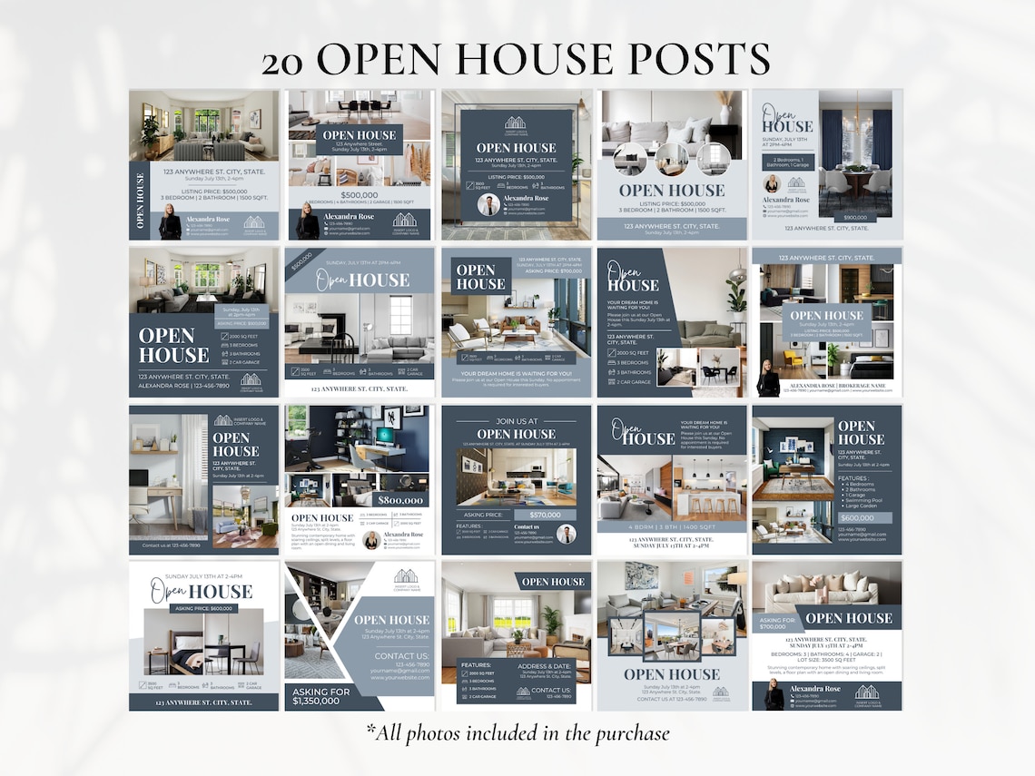 20 Open House Instagram Posts Open House Social Media Posts - Etsy