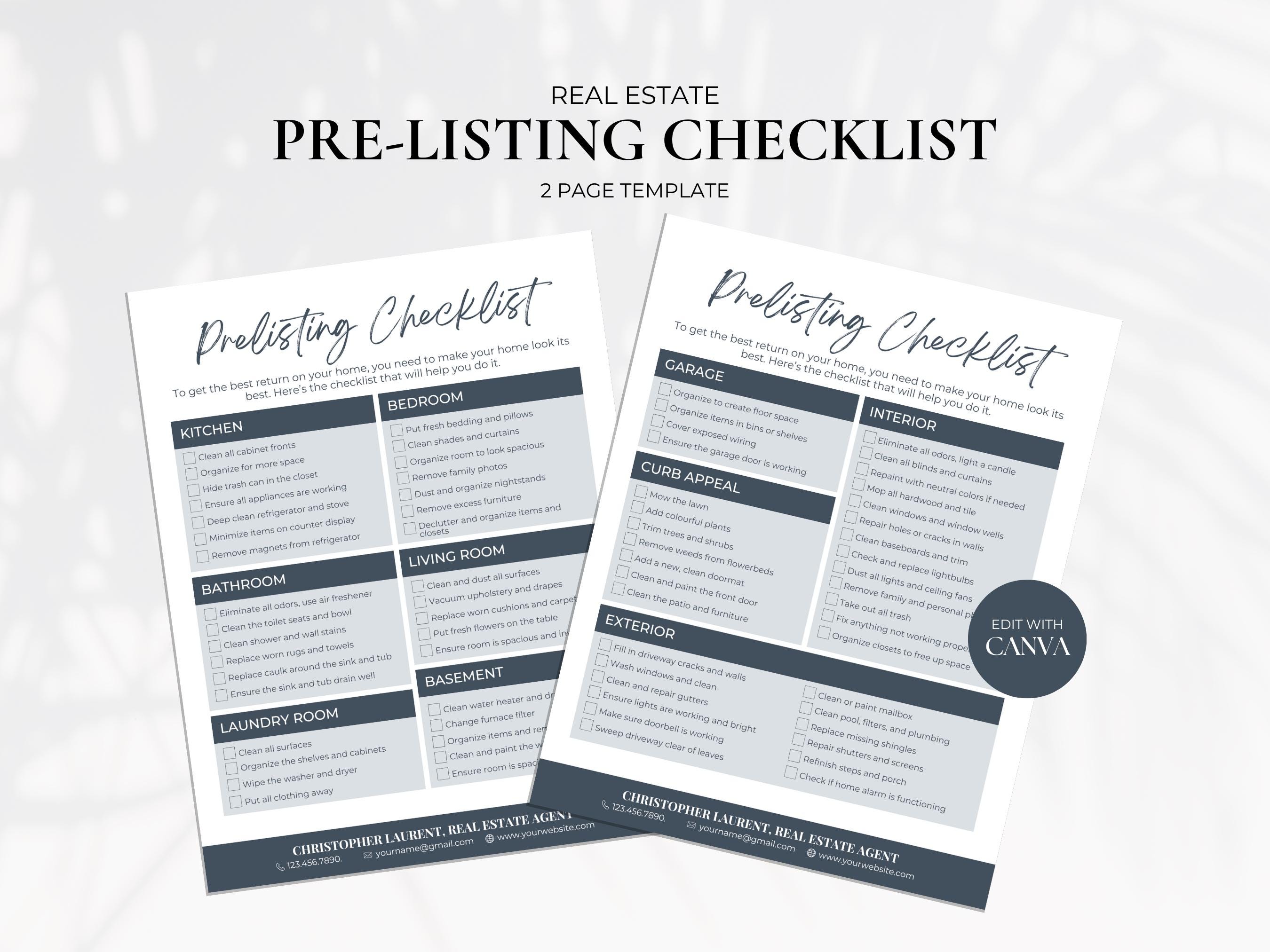 Real Estate Pre-listing Checklist, Home Selling Guide, Home Seller ...