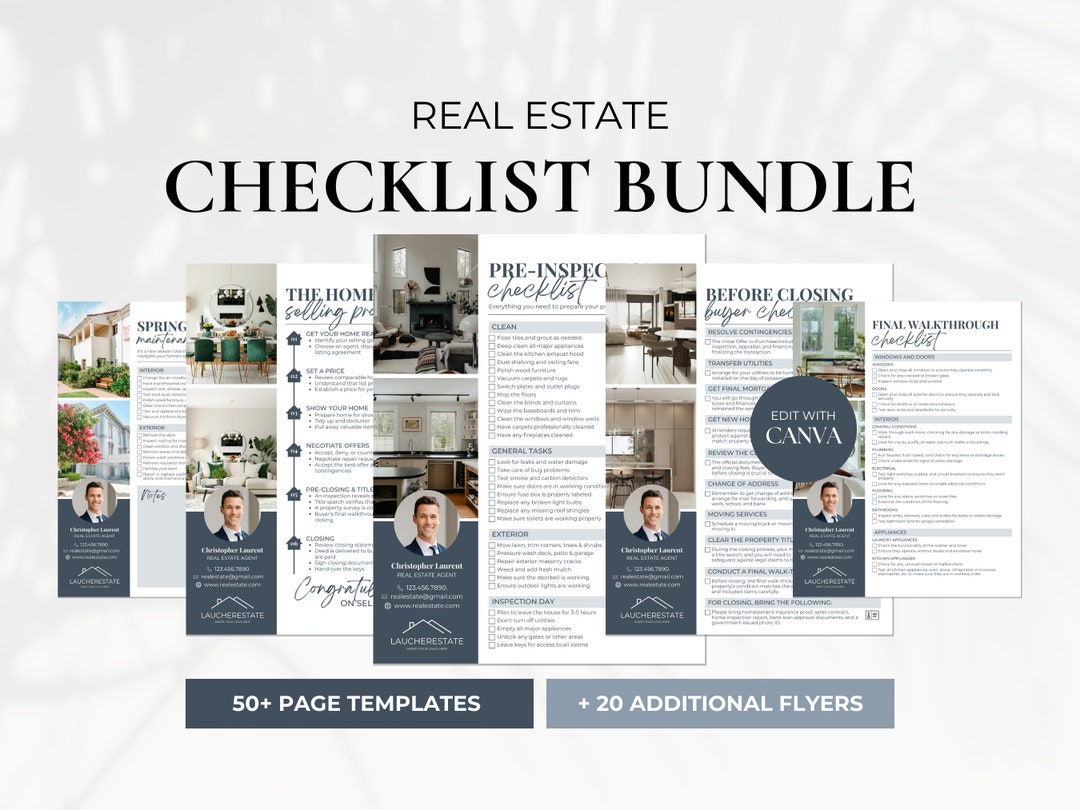 Seller Real Estate Checklist Bundle, Listing Checklist Template, Real ...