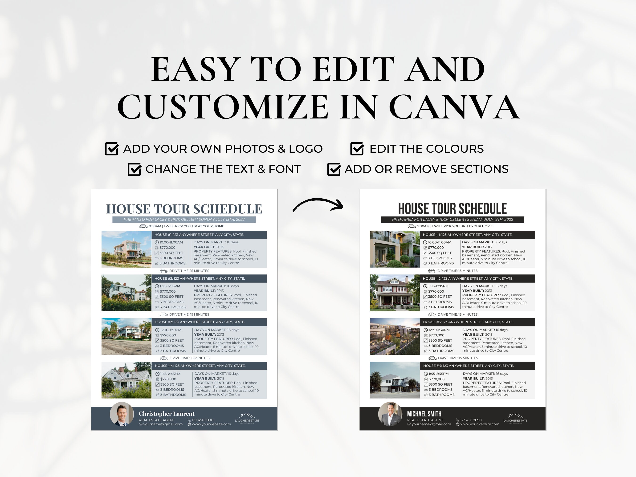 Home Tour Schedule, House Hunting Schedule, Home Tour Flyer, House ...