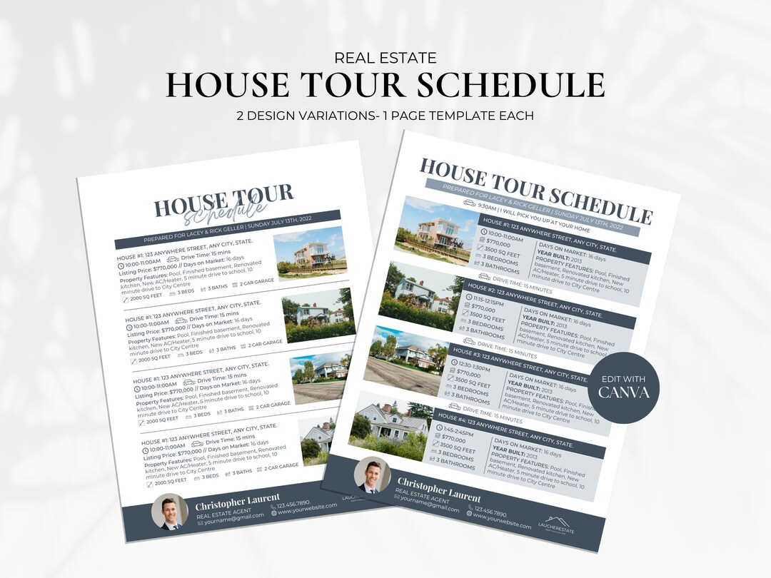 Home Tour Schedule, House Hunting Schedule, Home Tour Flyer, House ...