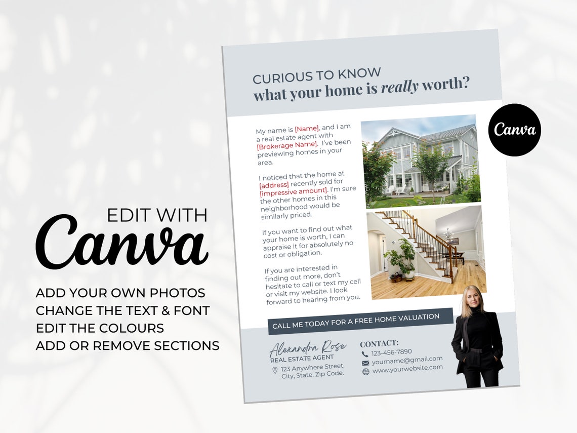 Real Estate Prospecting Letter, Real Estate Letter Template Canva ...