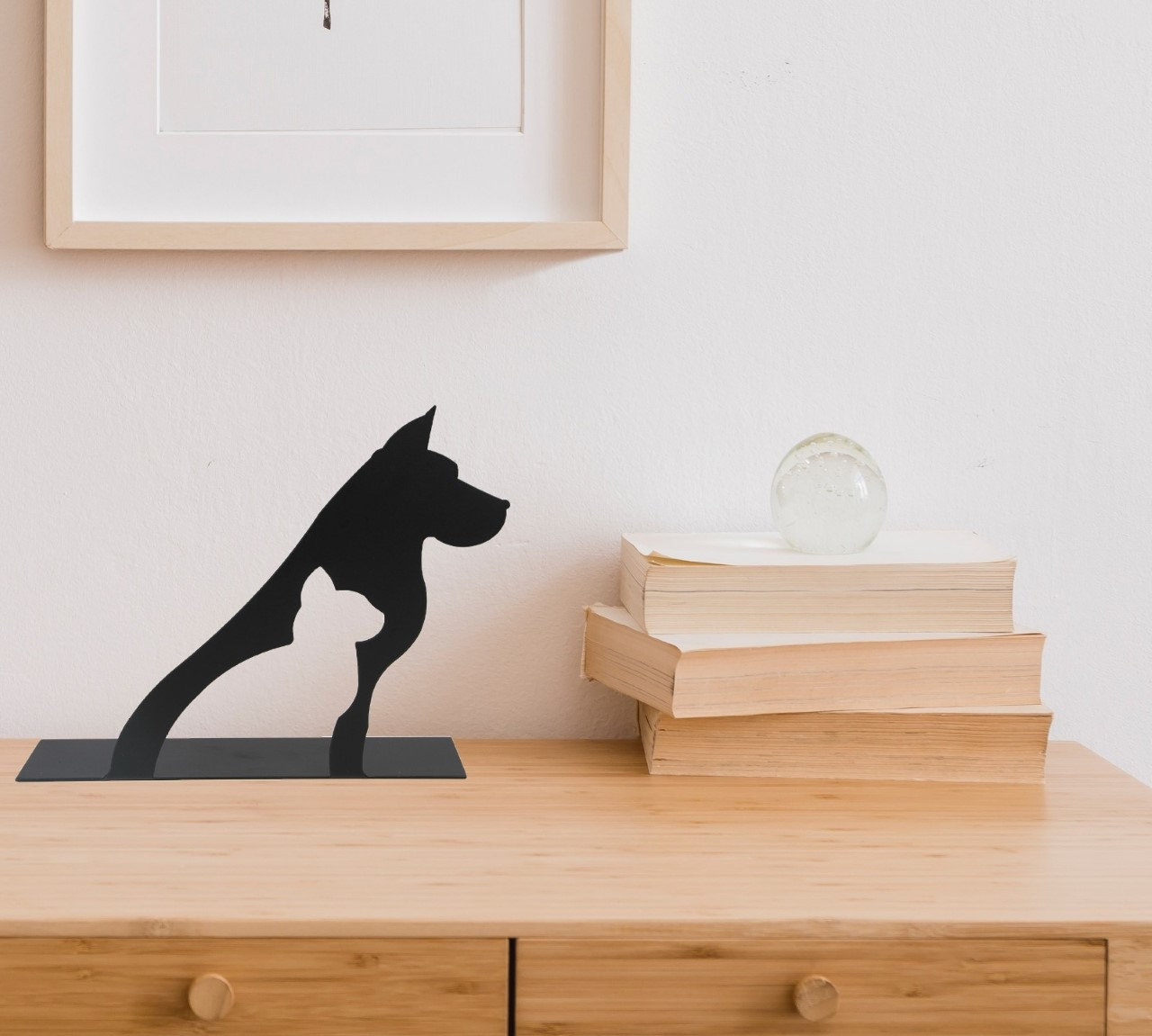 Dog Cat Together, Metal Black Modern Design Dog Cat Together Décor ...