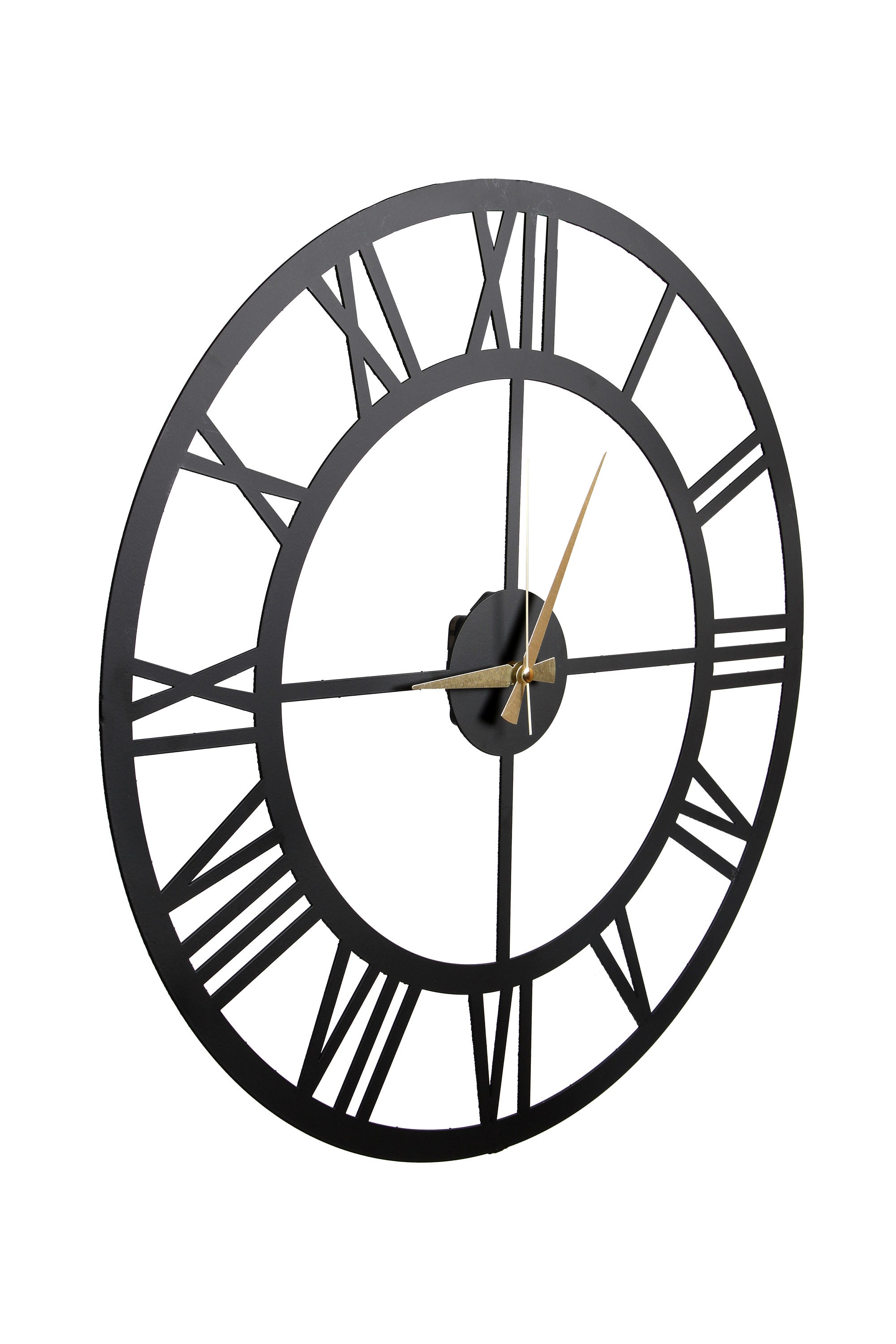 Metal Black/black Roman Wall Clock, Classic Metal Antique Industrial ...