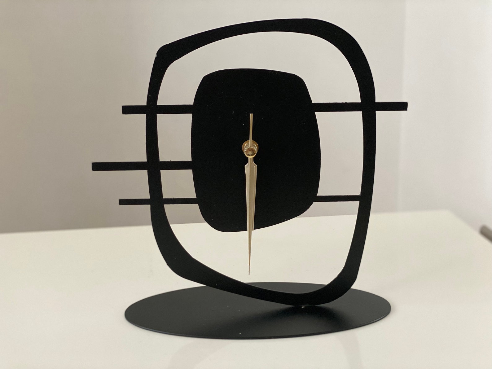 Desk Clock Modern Metal Black Desk Shelf O'clock Modern - Etsy