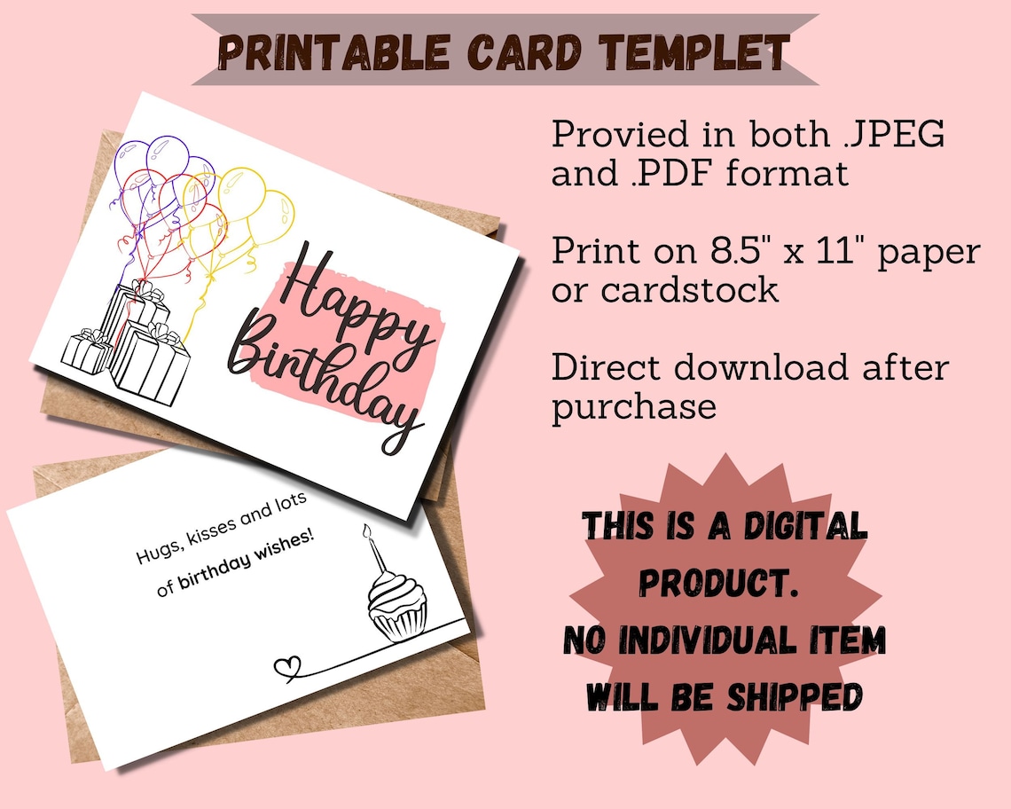 Printable Birthday Card Greeting Cards Printable Digital - Etsy