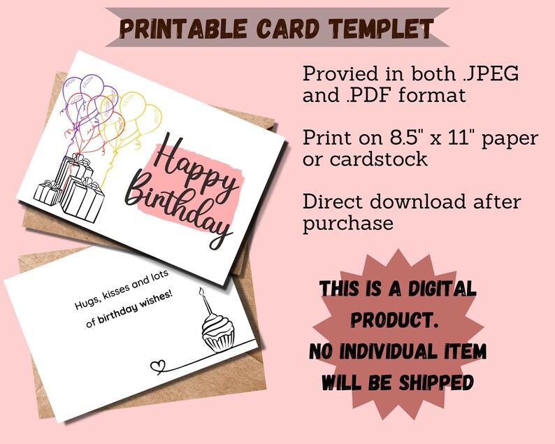 Printable Birthday Card Greeting Cards Printable Digital - Etsy
