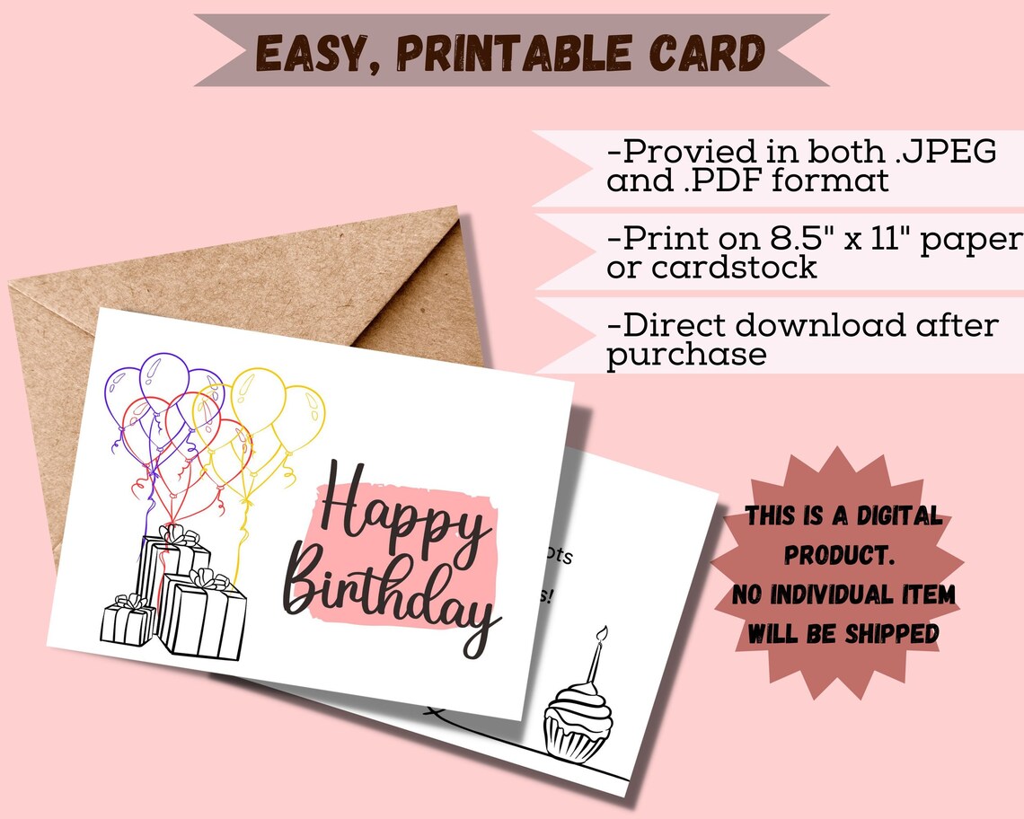 Printable Birthday Card, Greeting Cards Printable, Digital Birthday ...