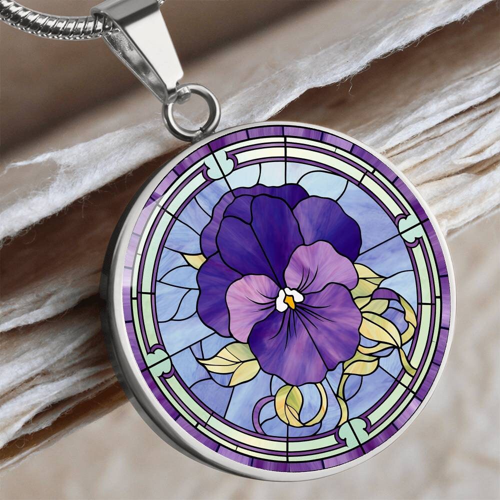 Birth Flower Jewelry, Violet Primrose February Birth Flower, Engraved ...