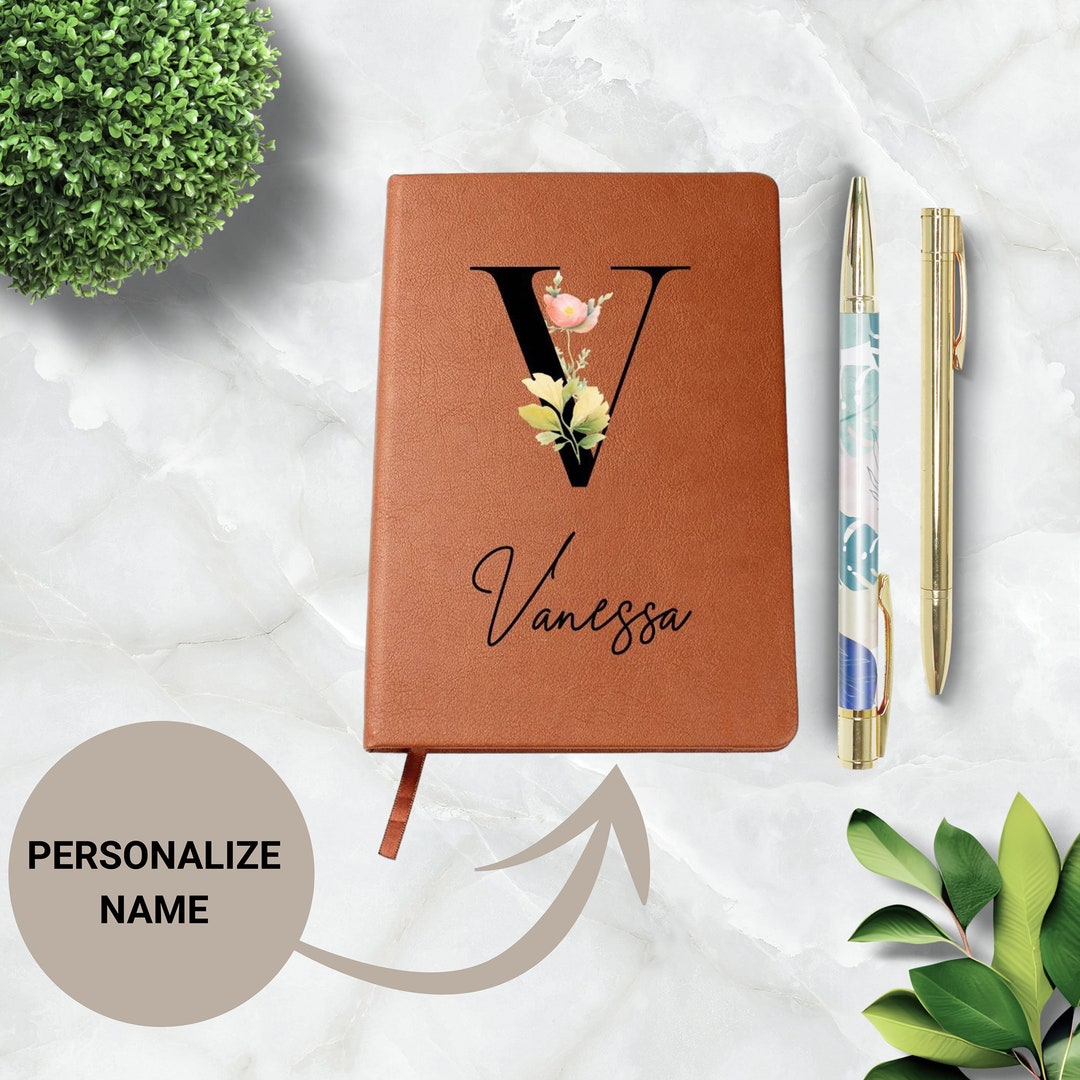 Personalized Notebook With Custom Monogram Flower Alphabet, Custom Name ...