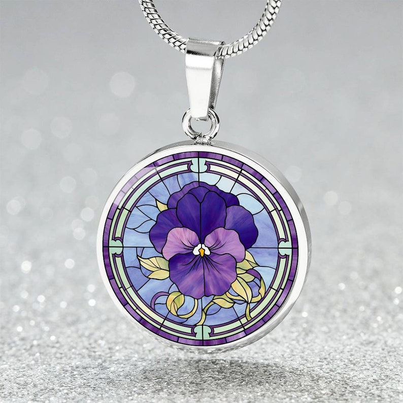 Birth Flower Jewelry, Violet Primrose February Birth Flower, Engraved ...