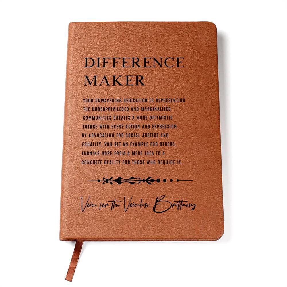 Difference Maker Journal, Vegan Leather Custom Journal, Leadership ...