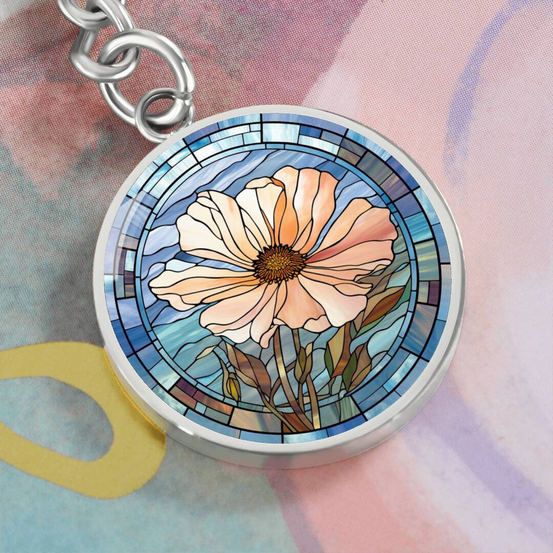 Birth Flower Keychain Personalized Engraved Keychain October - Etsy