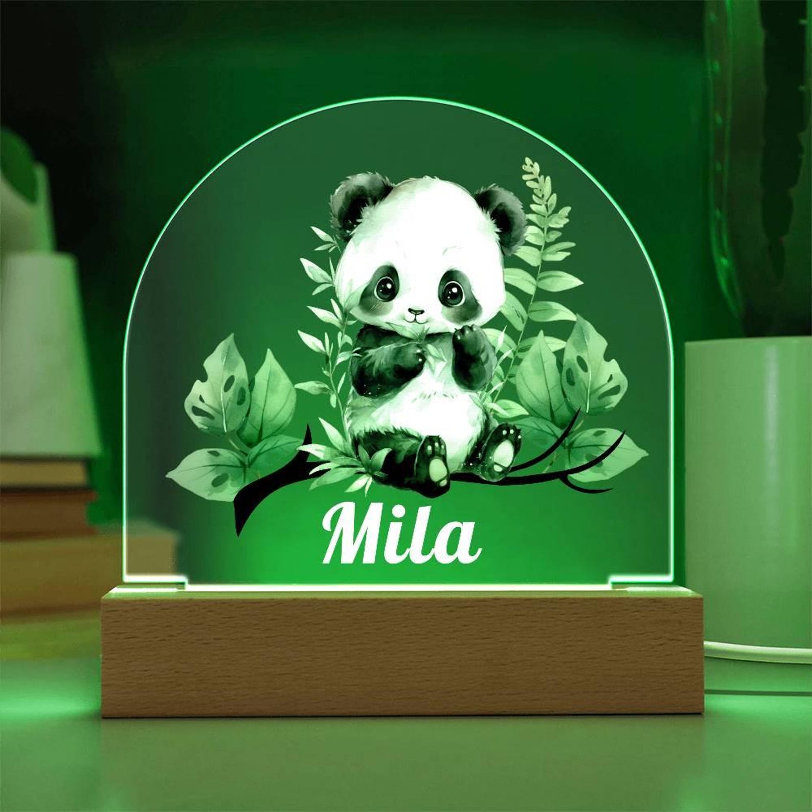 Personalized LED Night Light With Panda Design for Kids Room From ...