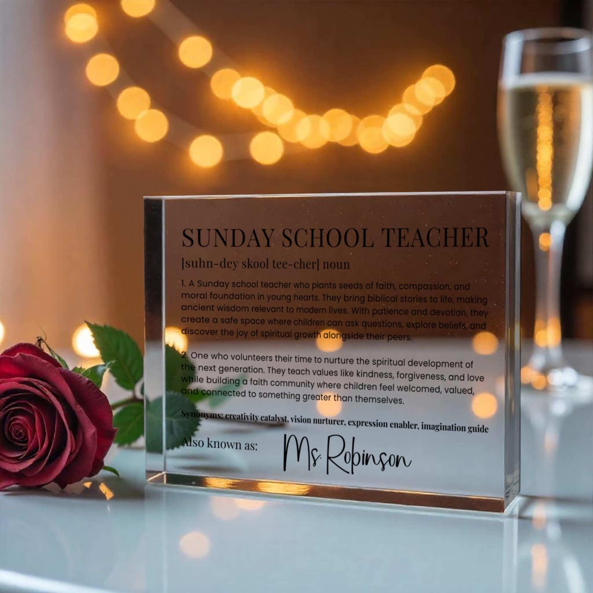 Personalized Sunday School Teacher Definition Acrylic Block Gift ...