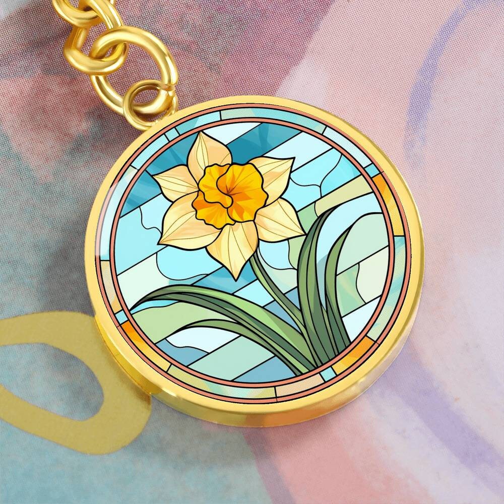 Birth Flower Keychain, Personalized Engraved Keychain, March Flower ...