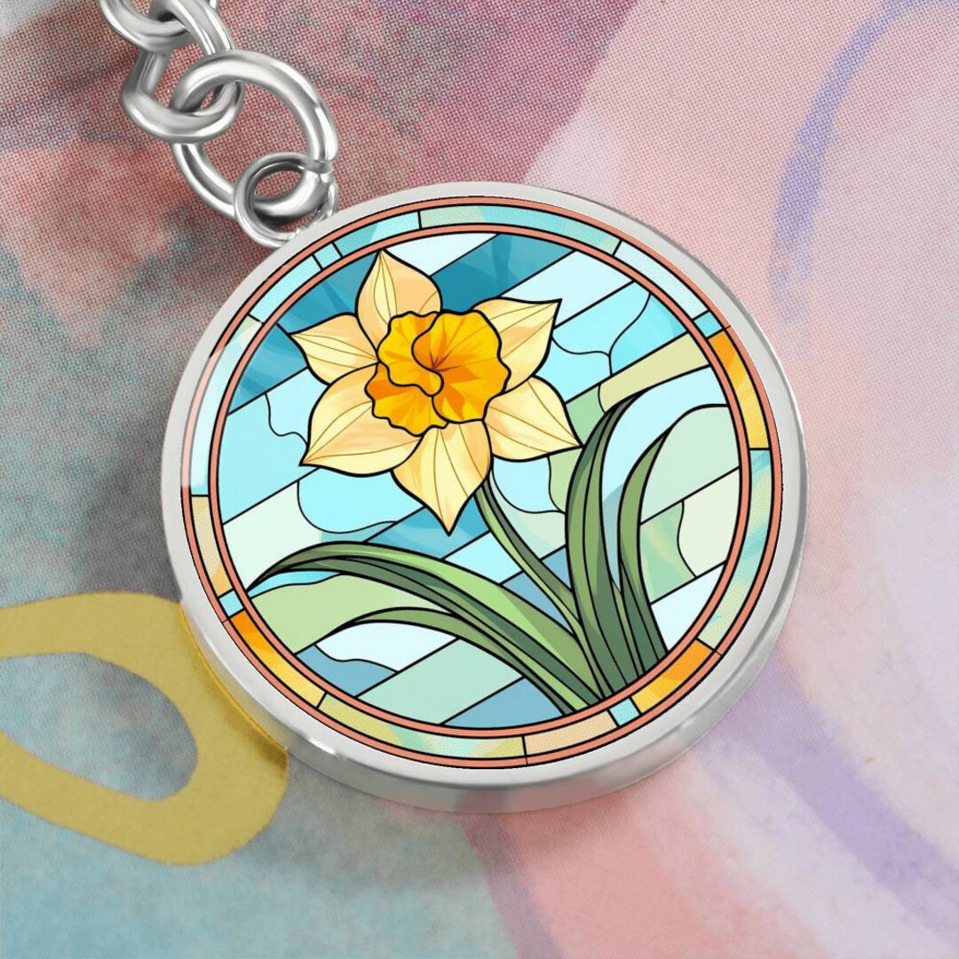 Birth Flower Keychain, Personalized Engraved Keychain, March Flower ...