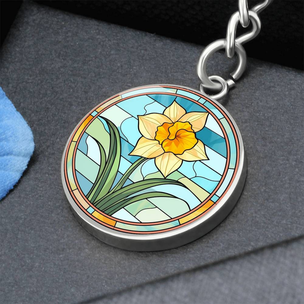 Birth Flower Keychain, Personalized Engraved Keychain, March Flower ...