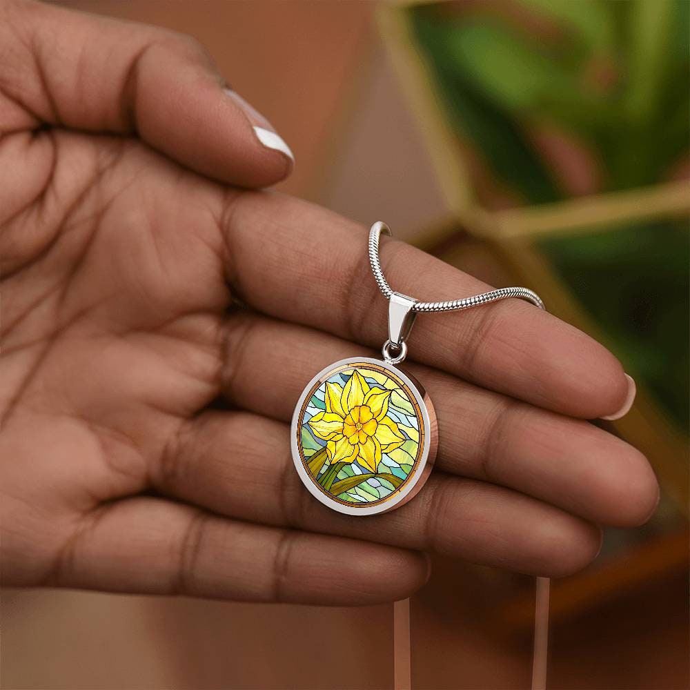 Birth Flower Jewelry, Daffodil March Birth Flower, Engraved Jewelry ...