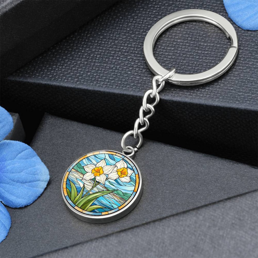 Birth Flower Keychain, Personalized Engraved Keychain, December Birth ...