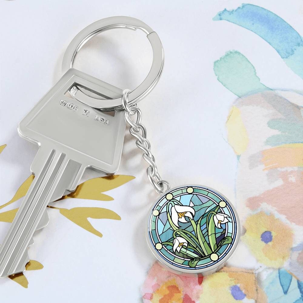 Birth Flower Keychain, Personalized Engraved Keychain, January Birth ...