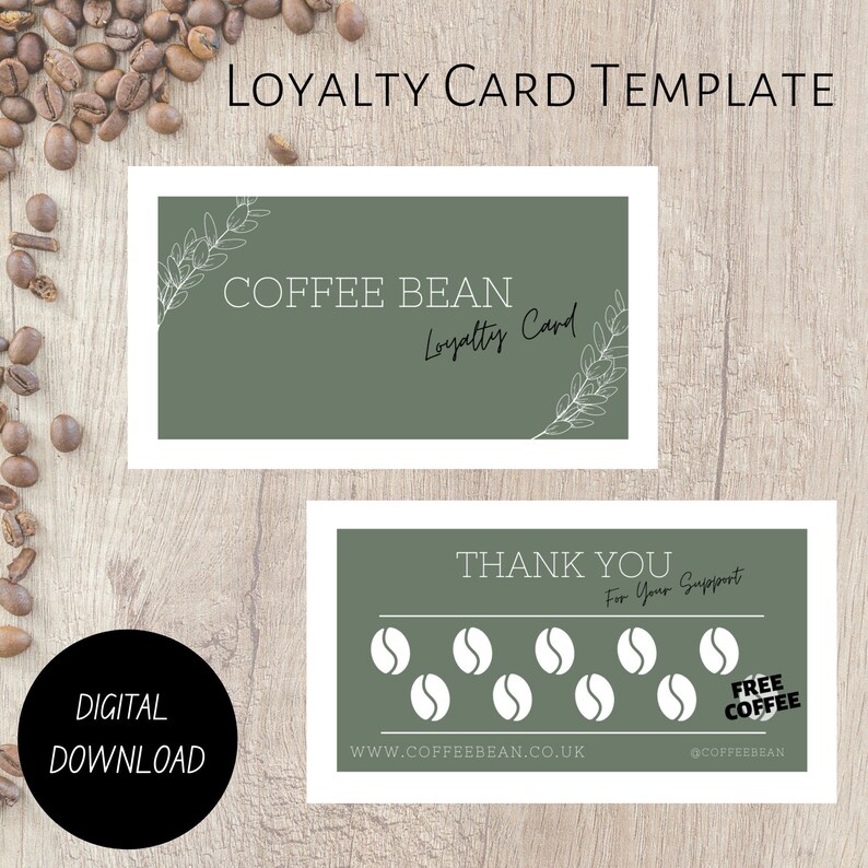 Green Contemporary Modern Loyalty Card Template INSTANT - Etsy