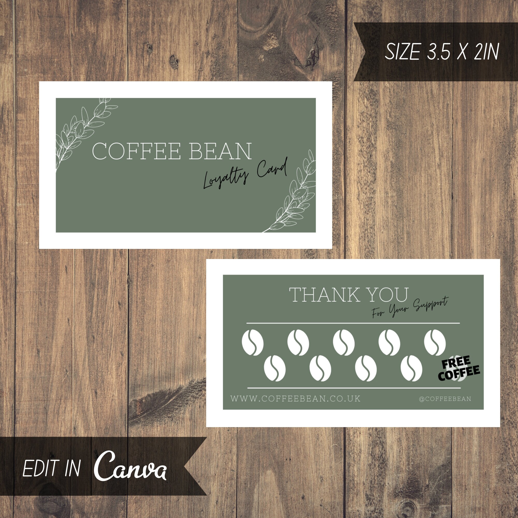 Green Contemporary Modern Loyalty Card Template INSTANT - Etsy
