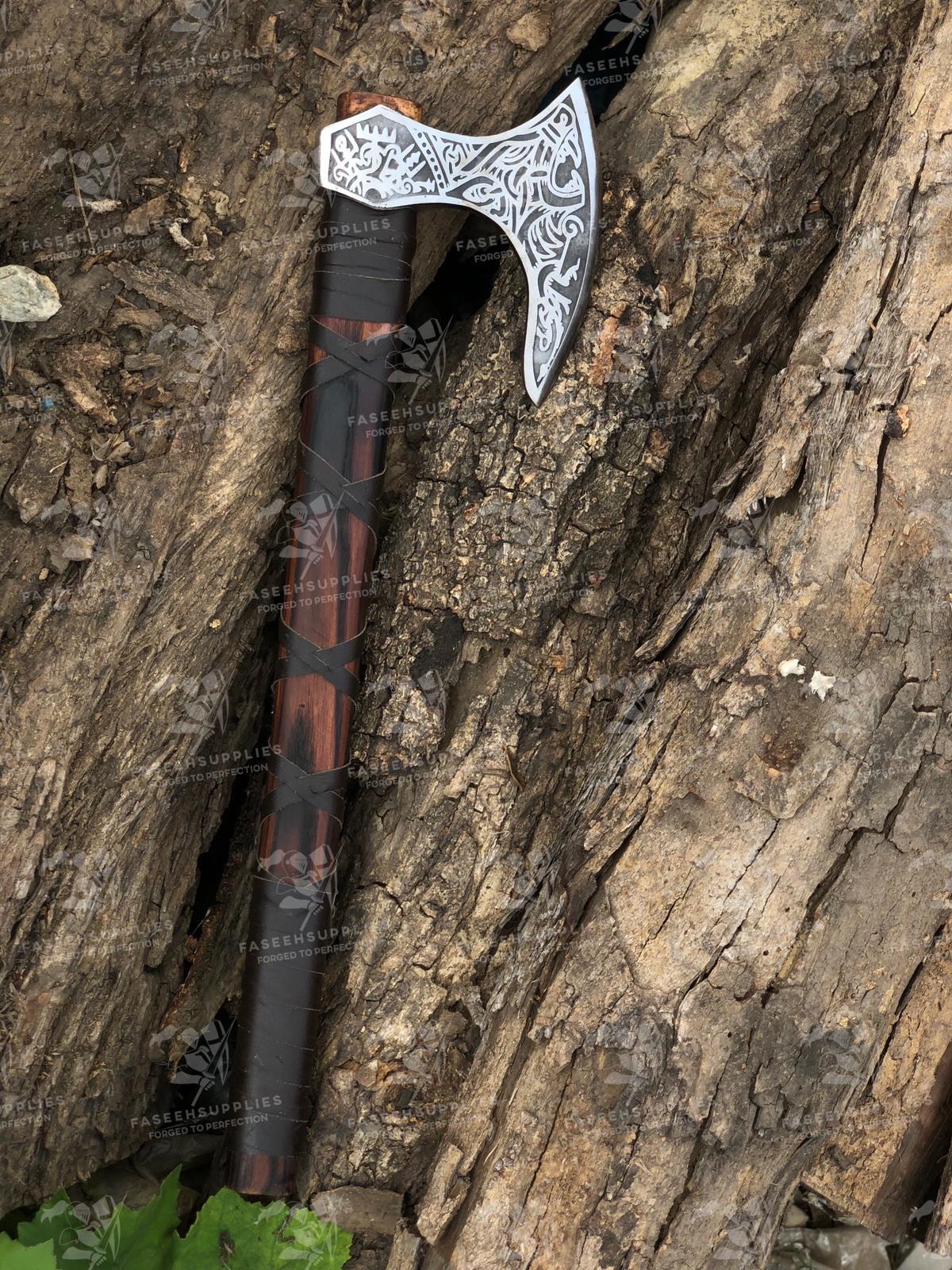 Double Headed Viking Axe, Bearded Axe Hand Forged Steel Double Blade ...