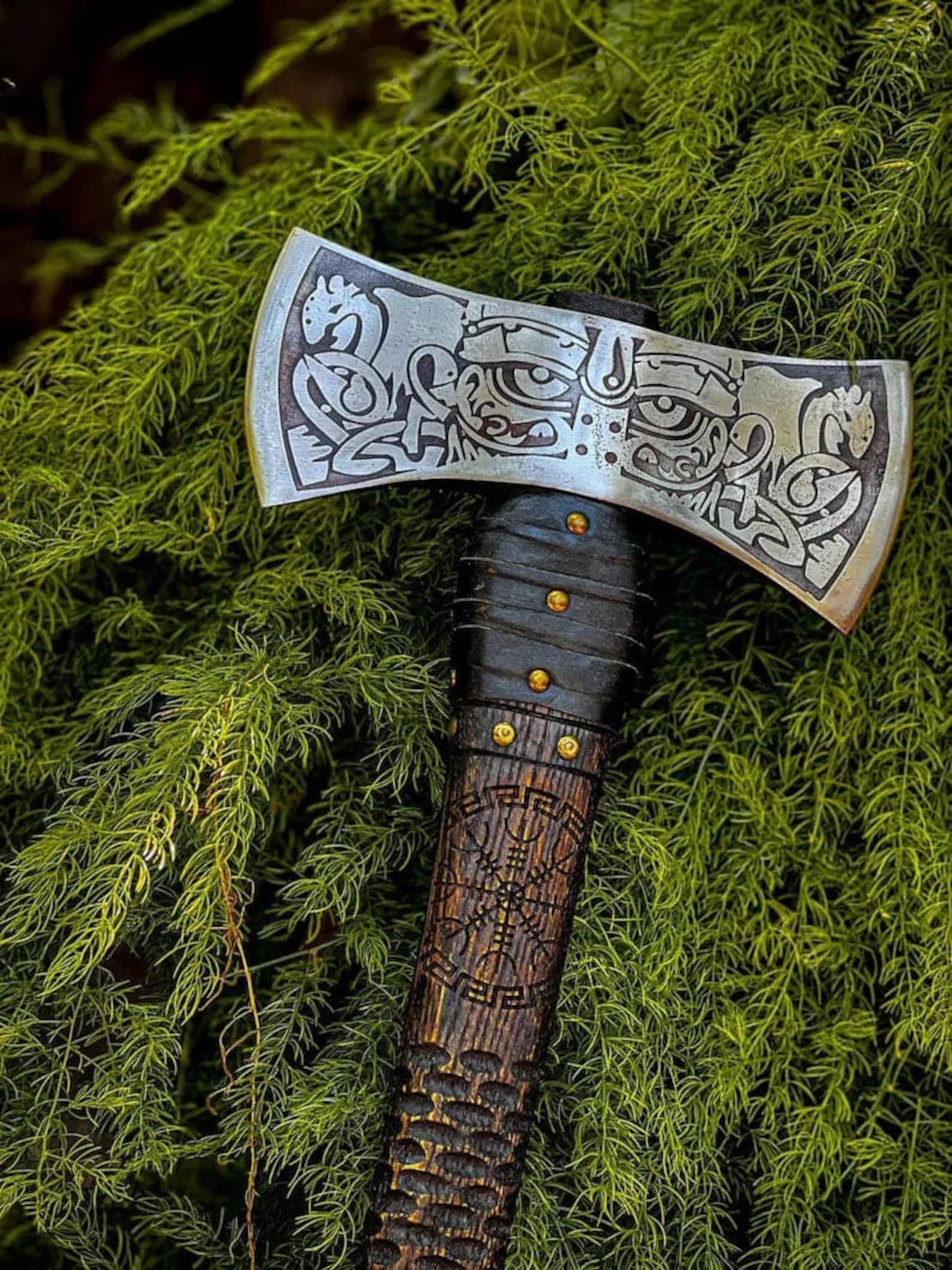 Double Headed Viking Axe, Bearded Axe Hand Forged Steel Double Blade ...