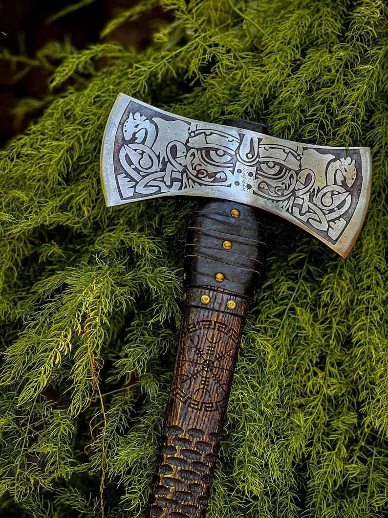 Double Headed Viking Axe, Bearded Axe Hand Forged Steel Double Blade ...